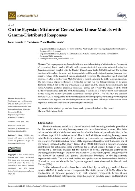 pdf on the bayesian mixture of generalized linear models with gamma distributed responses