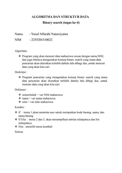 algoritma binary search tugas 4 algoritma dan struktur data binary search tugas ke 4 nama