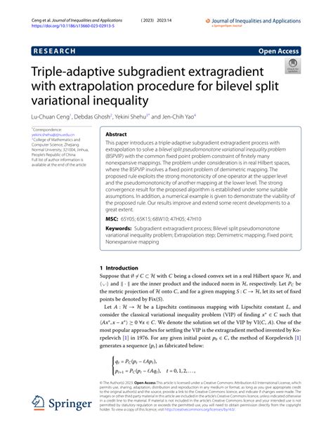 pdf triple adaptive subgradient extragradient with extrapolation procedure for bilevel split