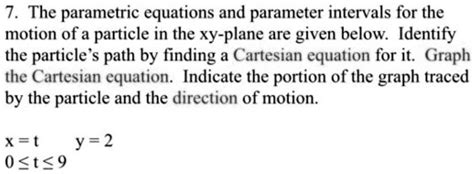solved the parametric equations and parameter intervals for the motion of a particle in the xy