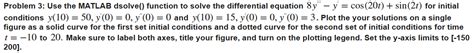 problem 3 use the matlab dsolve function to solve