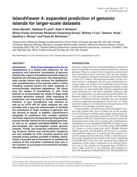 pdf islandviewer 4 expanded prediction of genomic islands for larger scale datasets