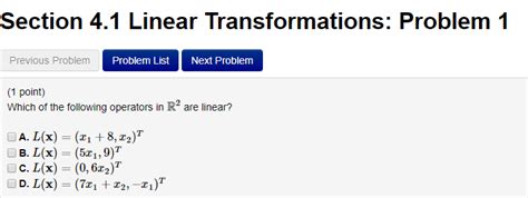 solved section 4 1 linear transformations problem 1