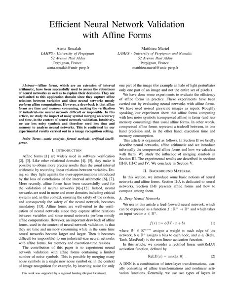 pdf efficient neural network validation with affine forms