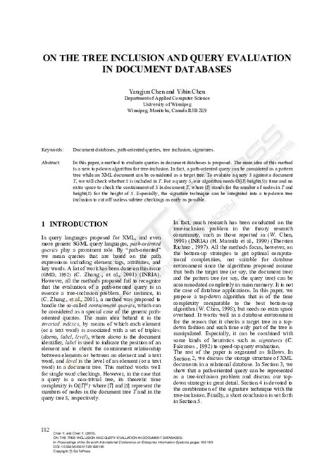 pdf on the tree inclusion and query evaluation in document databases yangjun chen