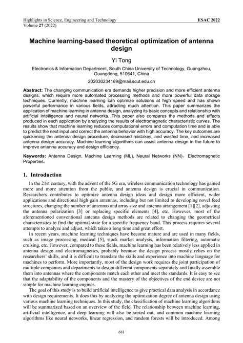 pdf machine learning based theoretical optimization of antenna design