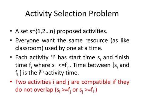 activity selection problem class 12 ppt