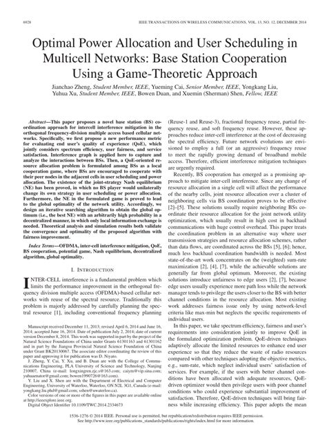 pdf optimal power allocation and user scheduling in multicell networks base station