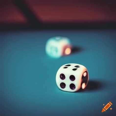 Two White Dices On A Pool Table