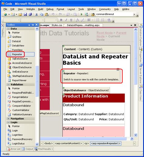 control template in datagrid repeater and datalist co