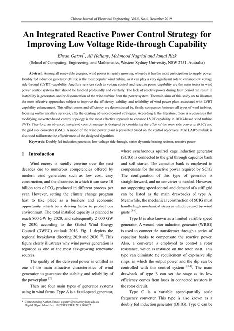 pdf an integrated reactive power control strategy for improving low voltage ride through
