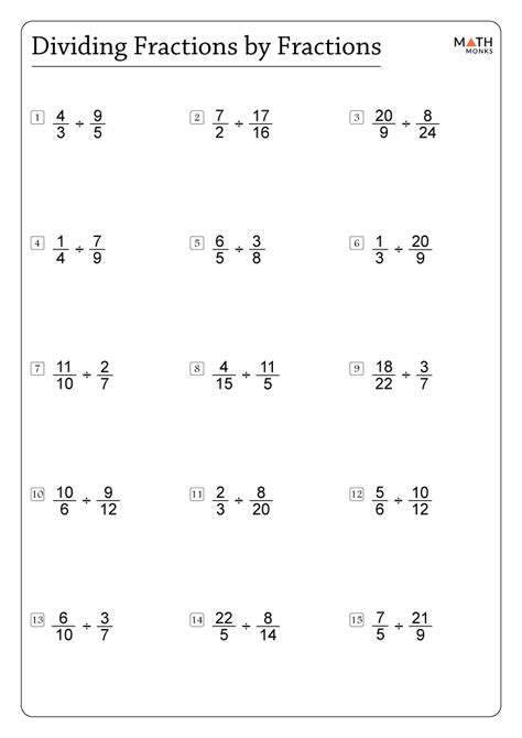 Division With Fractions Worksheets