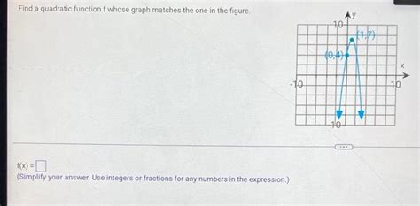 solved find a quadratic function f whose graph matches the