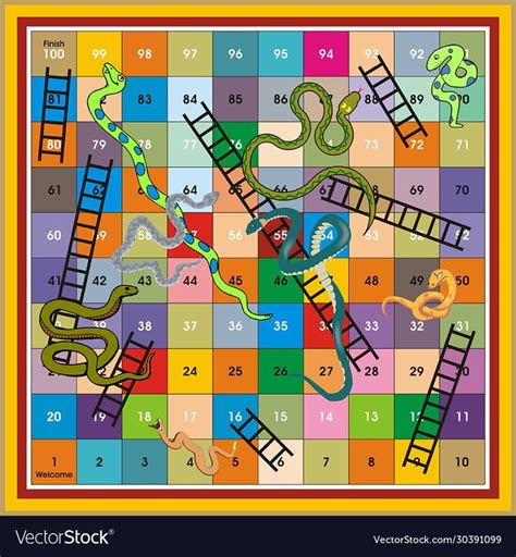 Snake Ladder Board Game Vector Image On VectorStock Snakes And