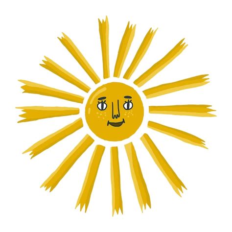 Premium Vector Hand Drawn Cute Smiling Sun Sunny Happy Character Cartoon Flat Vector Design