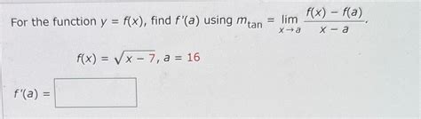 solved for the function y f x ﻿find f a ﻿using