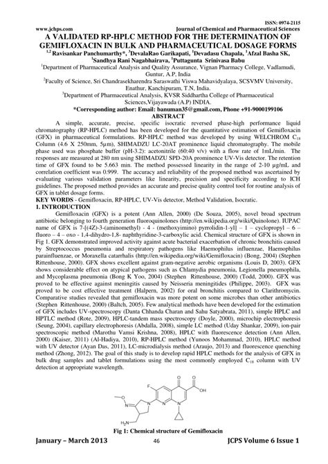 pdf a validated rp hplc method for the determination of gemifloxacin in bulk and
