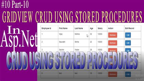 Gridview Insert Update Delete Using Stored Procedures In Asp Net Crud