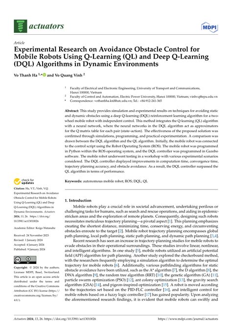 pdf experimental research on avoidance obstacle control for mobile robots using q learning ql