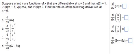 solved suppose u and v are functions of x that are