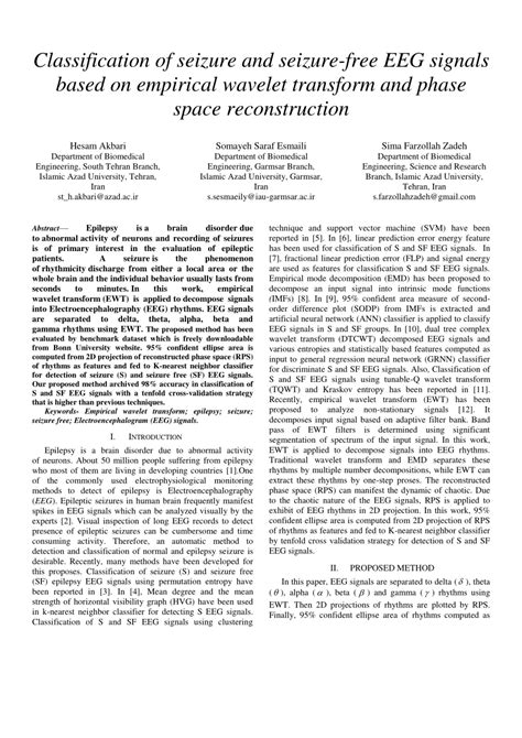 pdf classification of seizure and seizure free eeg signals based on empirical wavelet