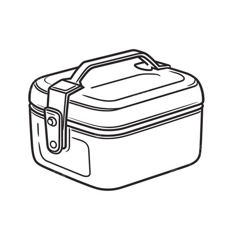 Black And White Drawing Of A Lunchbox Outline Sketch Vector Wing