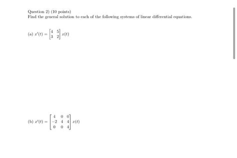 solved question 2 10 points find the general solution to