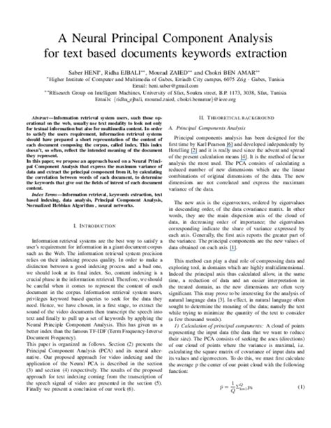pdf a neural principal component analysis for text based documents keywords extraction