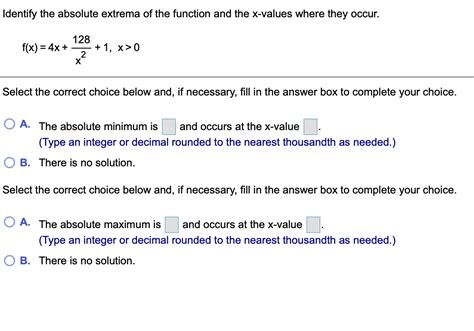 solved identify the absolute extrema of the function and the