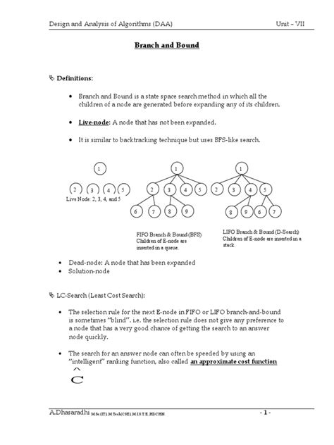 branch and bound live node a node that has not been expanded pdf matrix mathematics