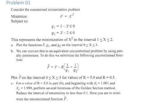 solved consider the constrained minimization problem
