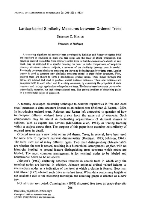 pdf lattice based similarity measures between ordered trees