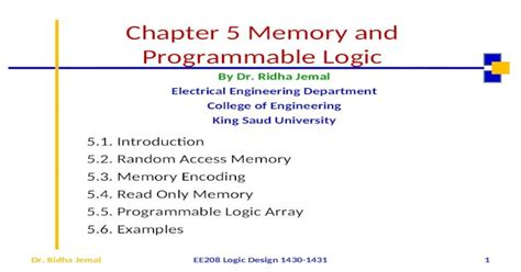 chapter 5 memory and programmable logic 5 1 introduction 5 2 random access memory 5 3 memory