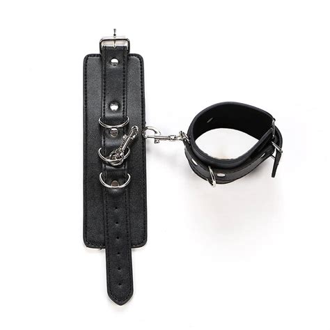 PU Leather Bondage Hog Tie Wrist And Ankle Cuffs Set With Cross Band