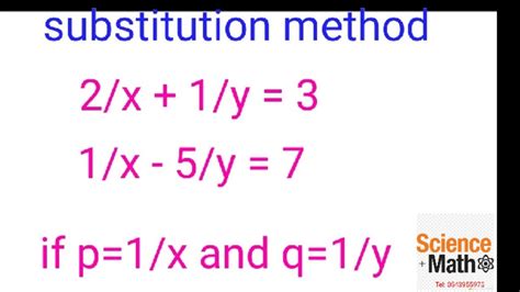 how to solve simultaneous equations involving fractions using substitution method youtube