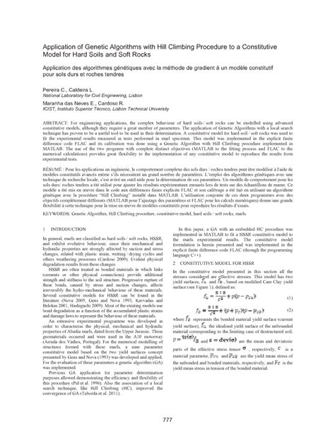 pdf application of genetic algorithms with hill climbing procedure to a constitutive model for