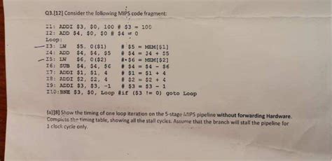 solved q3 [12] consider the following mips code fragment i