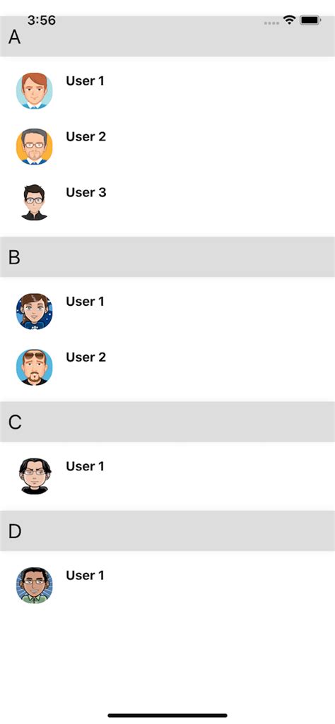 react native sectionlist ui example template