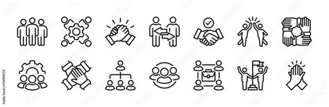 Vektorová grafika Business teamwork icon set Containing team working