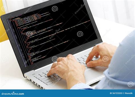 programmer profession man writing programming code on laptop stock image image of hire