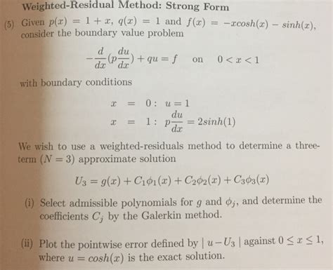 solved weighted residual method strong form given p x