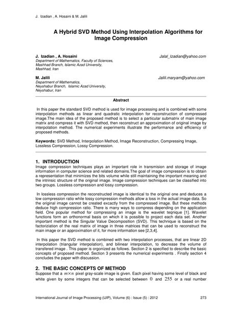 pdf a hybrid svd method using interpolation algorithms for image compression