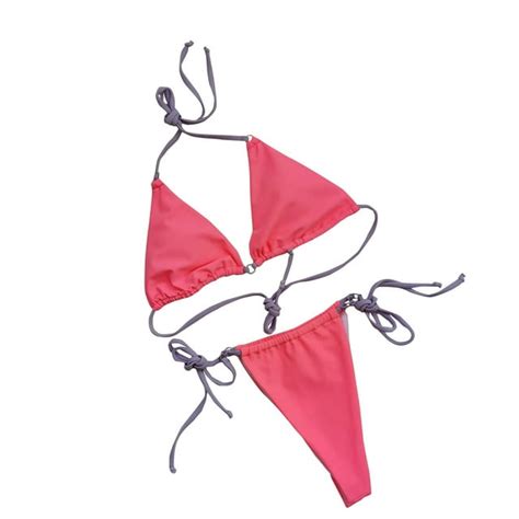 Puntoco Clearance Women Triangle Bikini Sets Two Piece Sexy Swimsuit String Tie Side Bathing