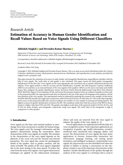 pdf estimation of accuracy in human gender identification and recall values based on voice