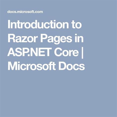 Introduction To Razor Pages In ASP NET Core Microsoft Docs Core