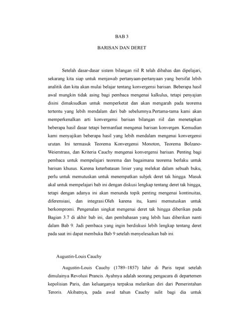 terjemahan buku bartle analisis real chapter 3 bab 3 barisan dan deret setelah dasar dasar