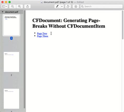 creating page breaks in cfdocument without using cfdocumentitem in lucee cfml 5 3 7 47