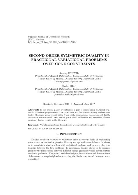 pdf second order symmetric duality in fractional variational problems over cone constraints