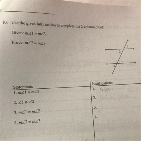 explanation of two column proofs geometry