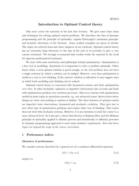 optimal control theory through dynamic programming an introduction to solving optimal control